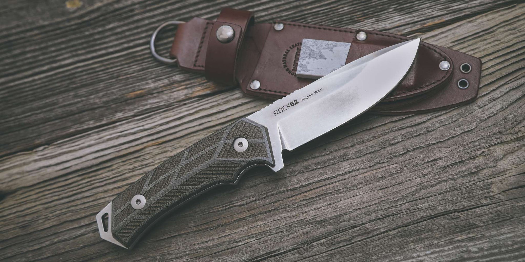 ROCK 62 premium fixed knife - Stonewash - WOOX